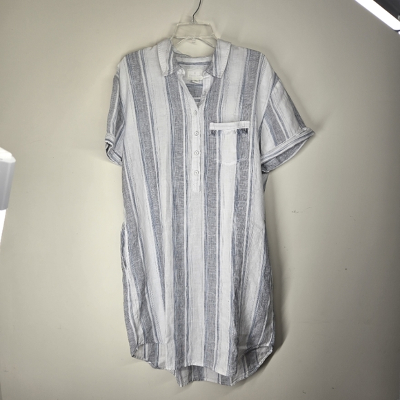 Caslon | Dresses | Caslon 0 Linen Shirt Dress Stripes Pockets Size Large | Poshmark